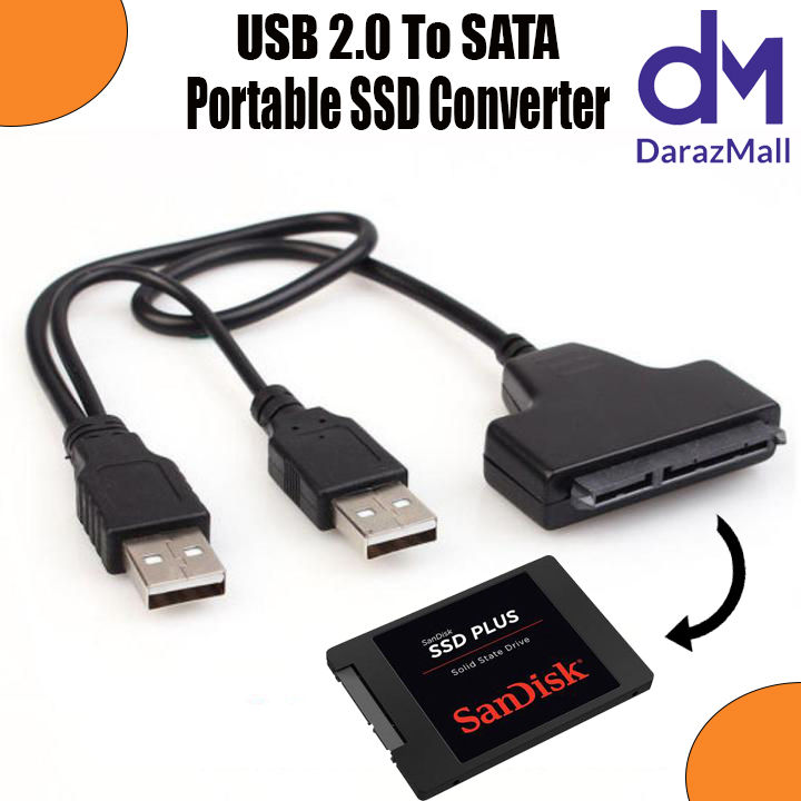 USB 2.0 To SATA Cable For Portable SSD Converter For HDD And SSD ...