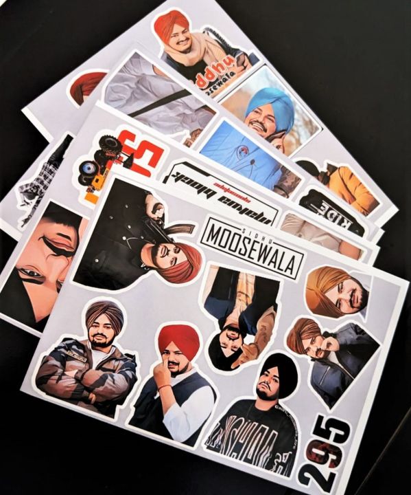 Pack of 4 SIDHU MOOSE WALA uncut sticker sheets of A6 size aesthetic ...