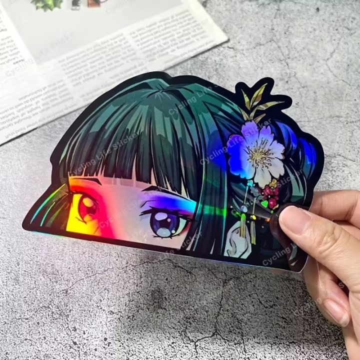 1pc Japanese Anime Green Hair Girl Stickers for Car Triangle Window ...