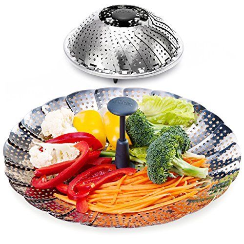 M.sale Folding Dish Steam Stainless Steel Food Steamer Basket Mesh ...