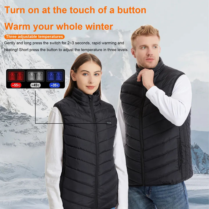 Heated Vest Warm Body Winter Thermal Electric USB Jacket Men Women ...