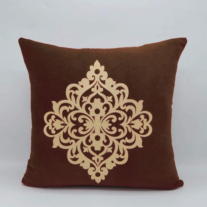 Brown Motif Design Velvet Cushion Cover | Daraz.pk