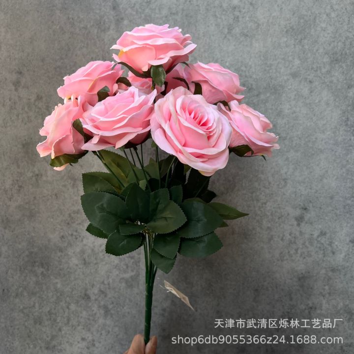 a Bouquet of Roses Ten Heads Emulational Rose Flower Bundles Wedding ...