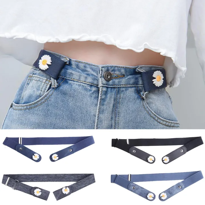 Waist Belt Punch-free Button Closure Adjustable Elastic Buckle-free ...