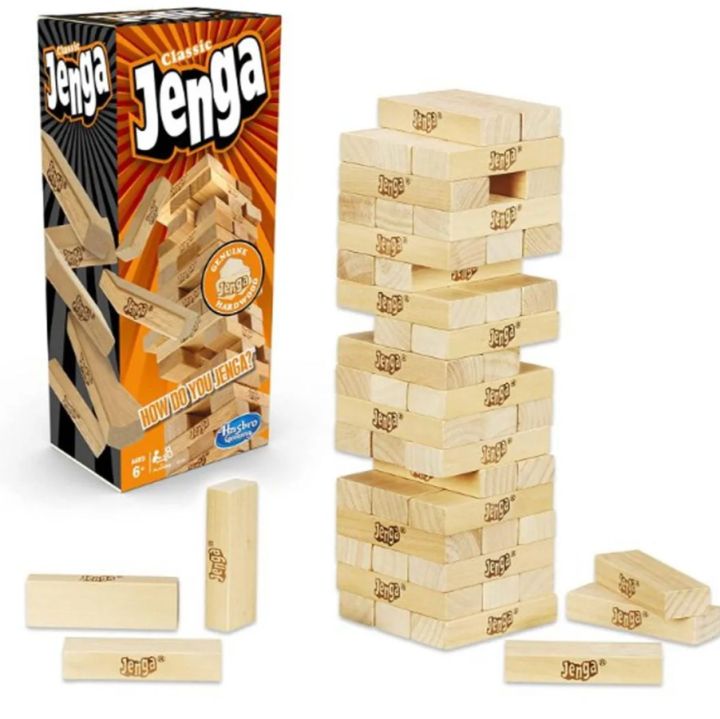 Hasbro Gaming Jenga Tower Wooden Blocks Game - 45pcs Stacking Wood Toy ...