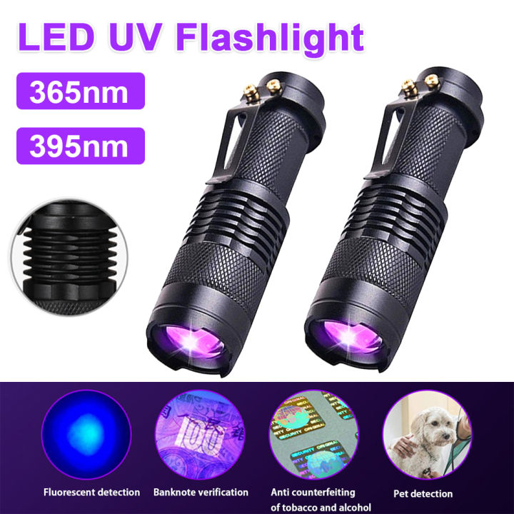 365/395nm Led Flashlight Mini Ultraviolet Ultra Violet Lights ...