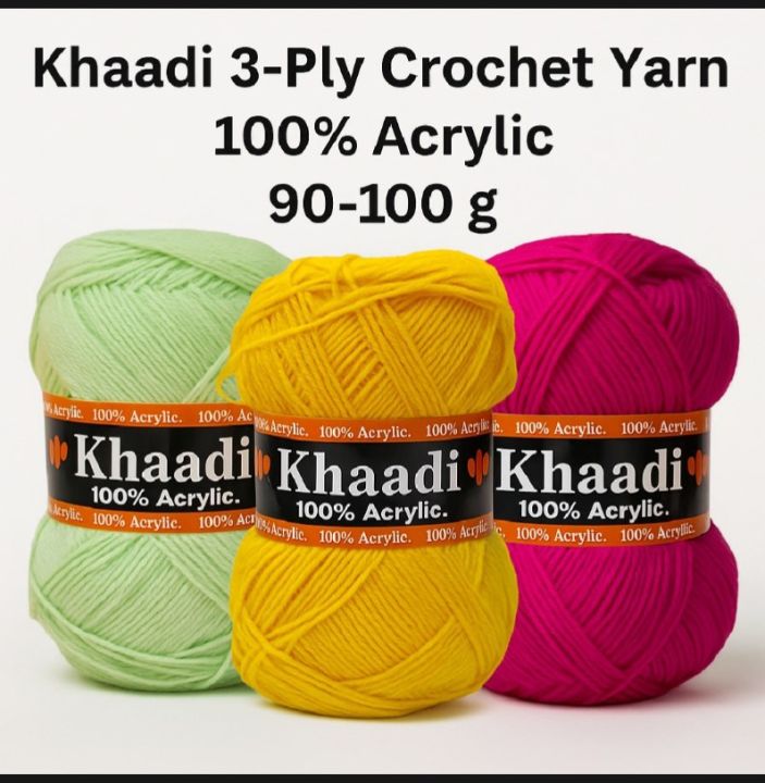 Khaadi 3-Ply Acrylic Wool Yarn – Soft Crochet Wool Yarn for Knitting ...