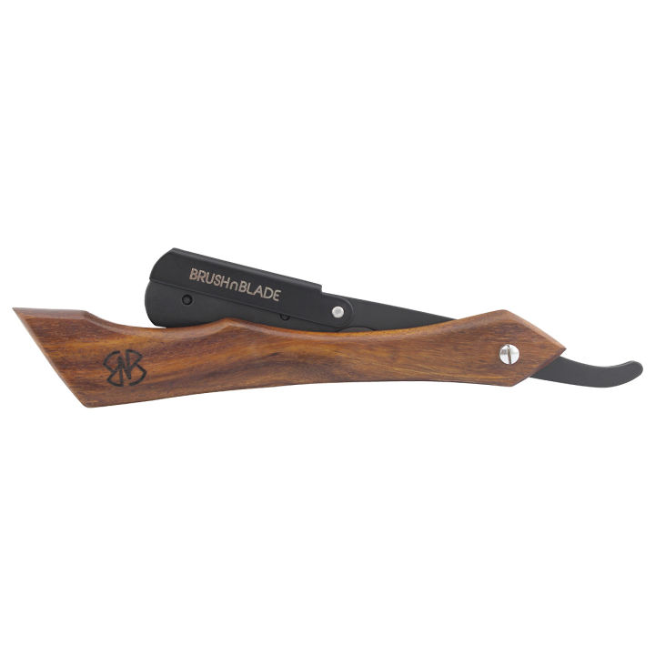 BrushnBlade Classic Cut Throat Razor with Elegant Light Wood Handle ...