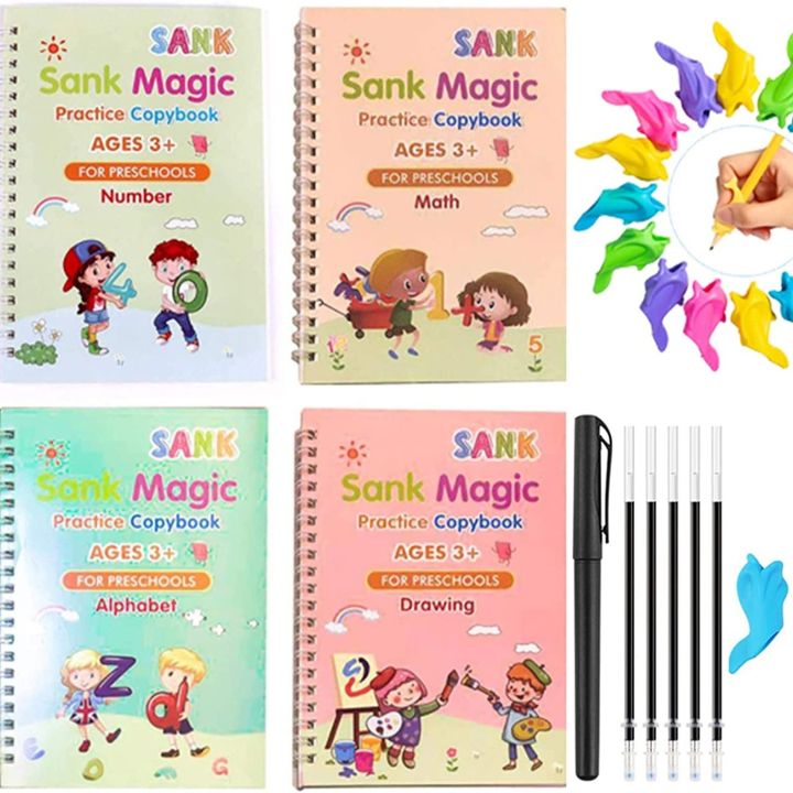 Magic Practice Copybook(4 BOOKS+10 INK REFILL) Book For Montessori ...