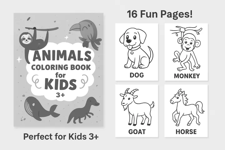 Animals Coloring Book for Kids – Fun & Educational Activity Workbook ...