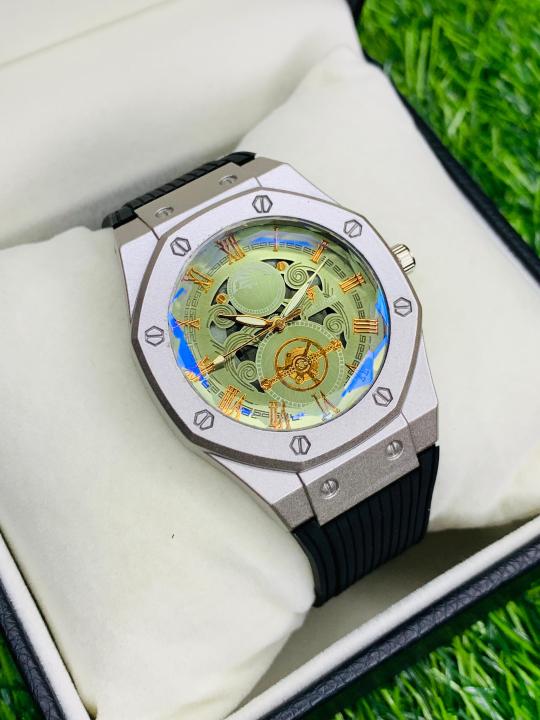 men watch stylish watch rubber strap | Daraz.pk