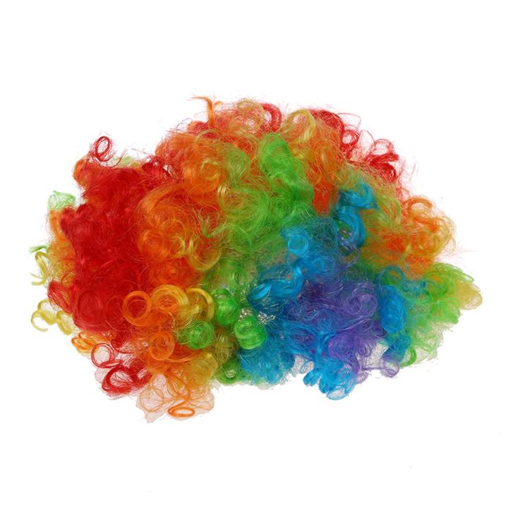 Red Foam Clown Nose + Multi-colored Clown Wig for Masquerade Cosplay cy ...