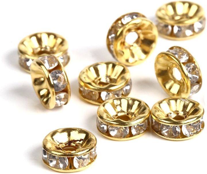 200 pcs Straight Edge Rondelle Spacer Beads Diamond Ring Spacer lace ...