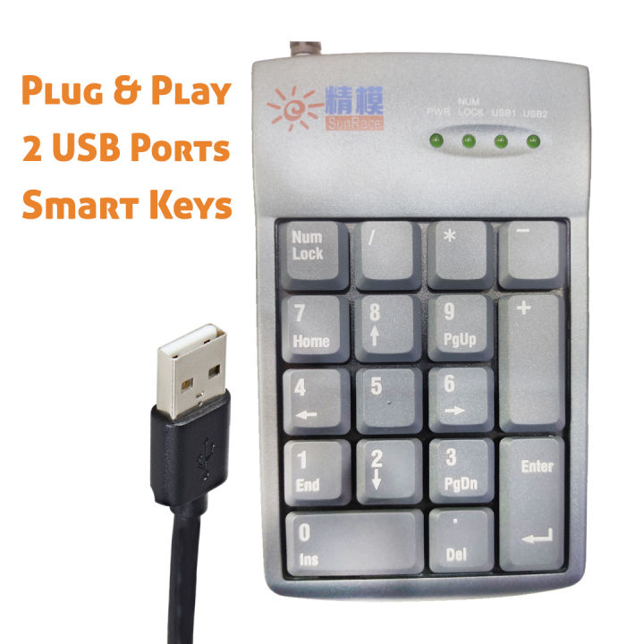 SunRace USB External Numpad | 2.0 USB Numeric Keypad 2x USB Ports ...