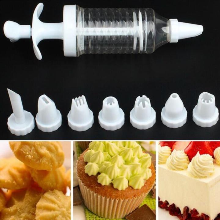 Cake Decorating Syringe Kit with 8 Nozzles – Reusable Icing Injector ...