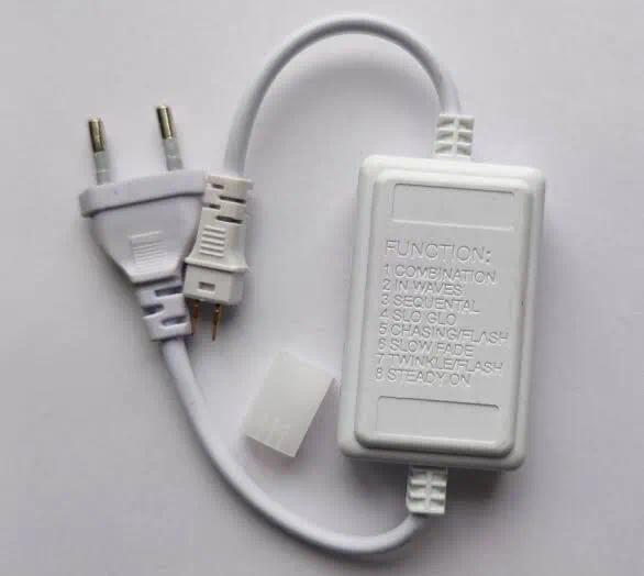 LED Flexible Rope Light 2 Pin EU Plug Connector Adapter With Flasher ...