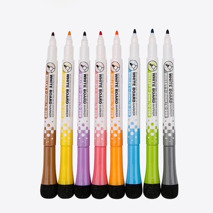 8 Colors 1PC Magnetic Eraser Cap Safe ink Erasable Whiteboard Pens ...