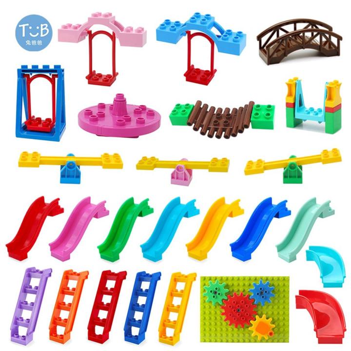 Blocks Amusement Park Accessory Slide Ladder Swing Seesaw Carousel Big ...