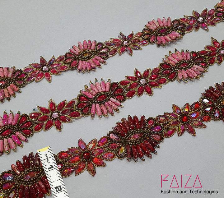 1 Yard/Gaz Fancy Crystal, Moti Work, and Stonework Attractive Royal ...