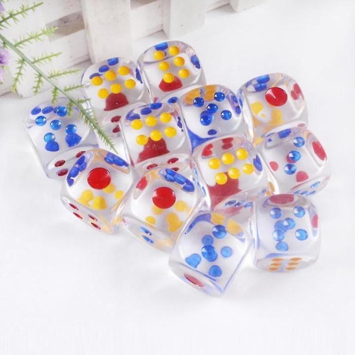 Pack of 6 Translucent Colored Dice/Dice of Table Playing Games Mixed ...