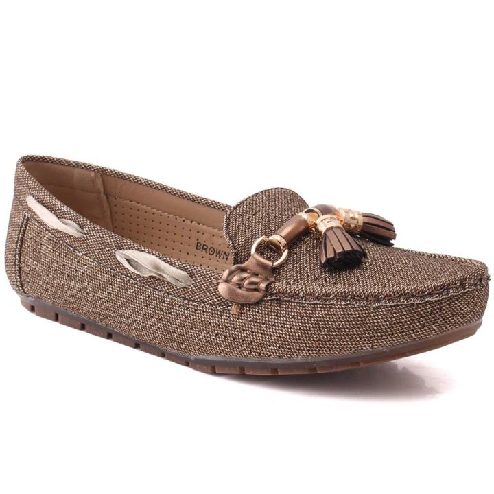 WOMEN "HANA" STITCHED EDGE SHIMMER TEXTURED TASSEL DETAILED SLIP ON ...