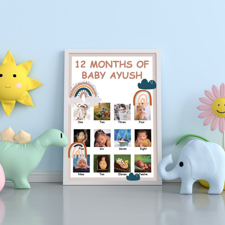 Customized Baby First Year Photo Collage Wall Frames Baby birth Date ...