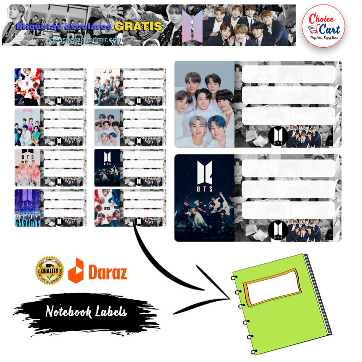 BTS label Sticker for copies and notebooks| Notebook Label | Student ...