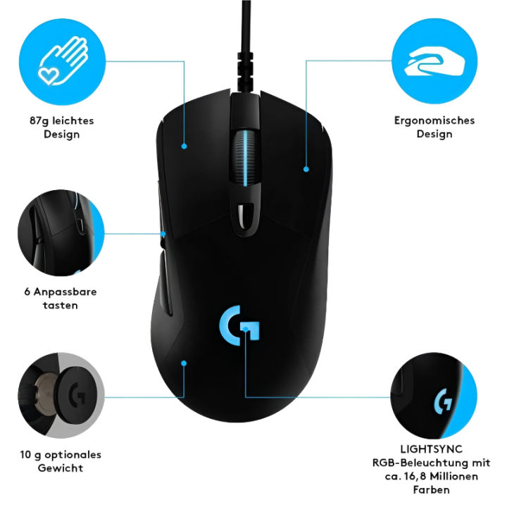 Logitech G403 HERO Gaming Mouse with LIGHTSYNC RGB and Pro-Grade ...