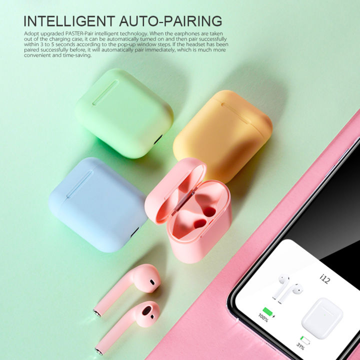 inPods i12 Airpods_ pink color TWS wireless earbuds headset headphones ...