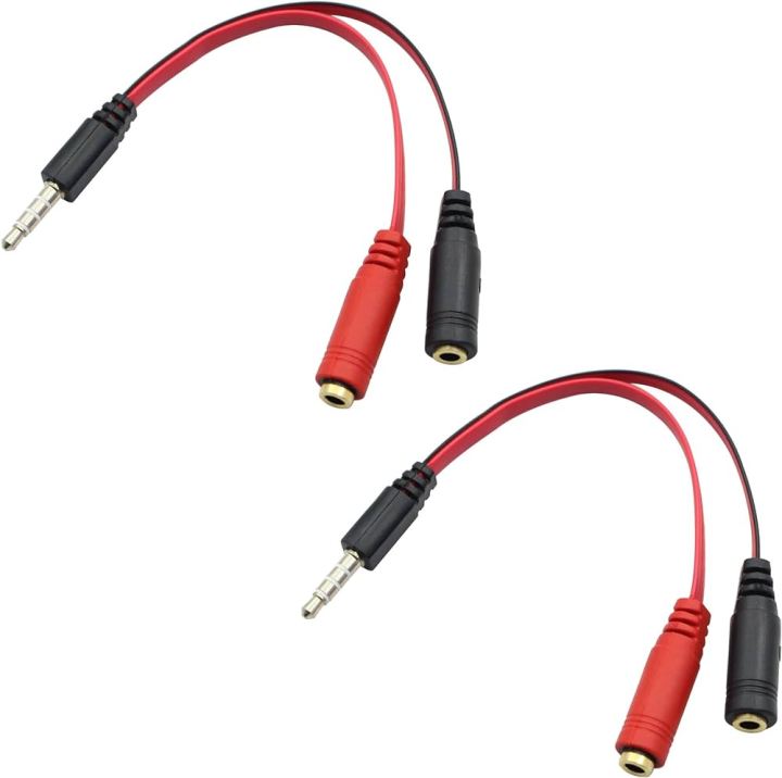 Y Splitter Cable 1 Male to 2 Female with Separate Headset/MicrophoNE ...