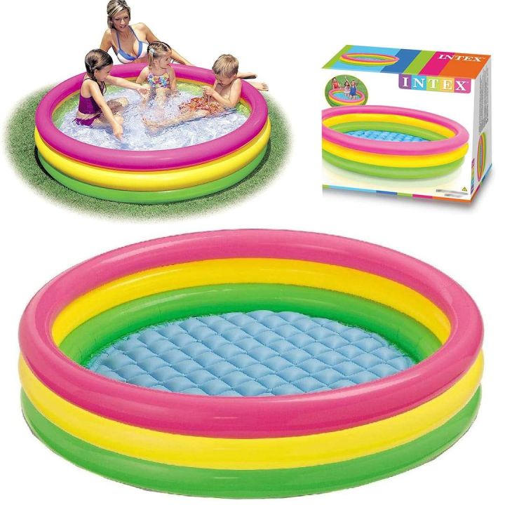 INTEX Sunset Glow Baby Pool 34" x 10" – Colorful Inflatable Baby ...