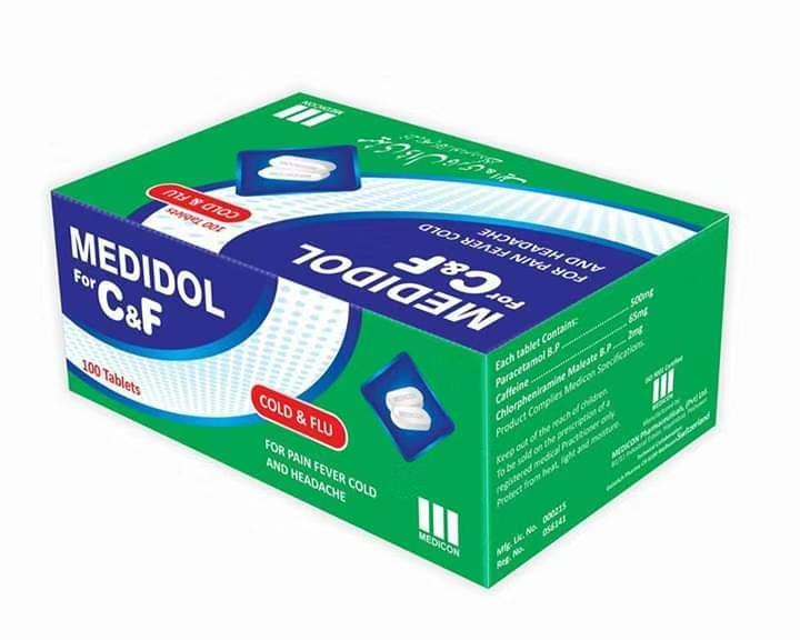MEDIDOL Cold & Fever (Pain, Fever, Cold, And Headache) 100 Tablets ...