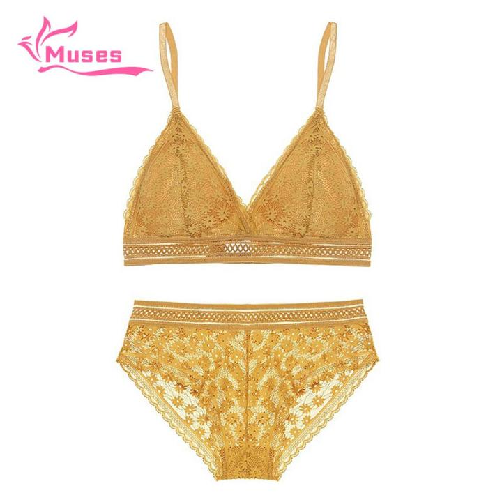 Muses Mall 2pcs/set Women Bra Set New French Bra Triangle Cup Brazier for Lady and Girls ...