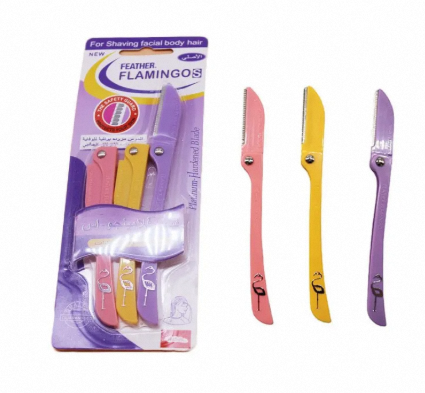 Original Pack Of 3- Feather Flamingo Facial Razor for Face, Eyebrows ...