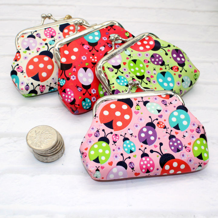 Small Coin purses Colorful Cartoon Hasp closure Girl hasp wallet Cotton ...