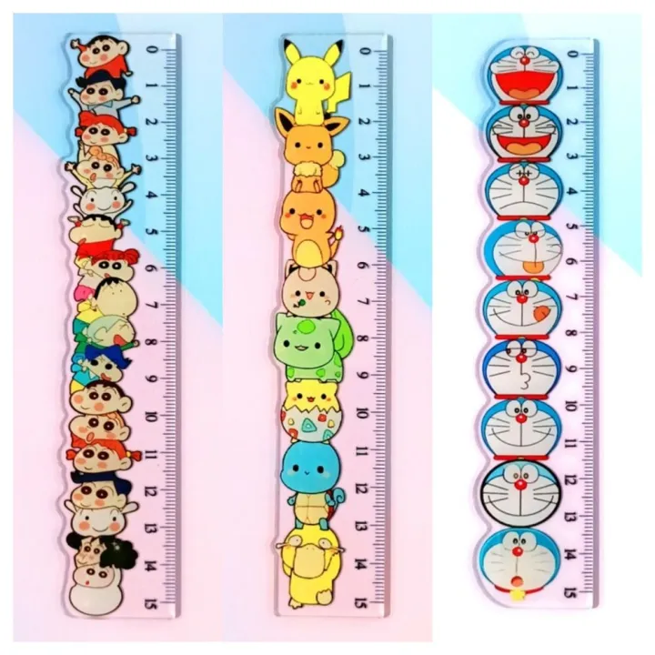 Portable Pikachu Straight Rulers Cartoon Anime Doraemon Crayon Shin ...