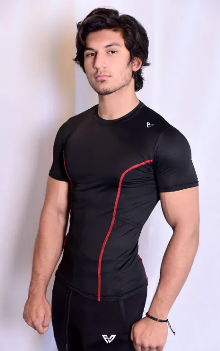 New Compression Shirt Men, Red Piping Compression Shirt, Compression ...