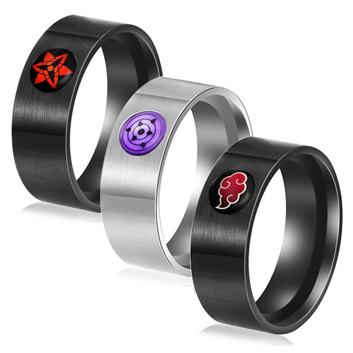 2022 New Anime Rings Cartoon Uchiha Sharingan Stainless Steel Rings ...