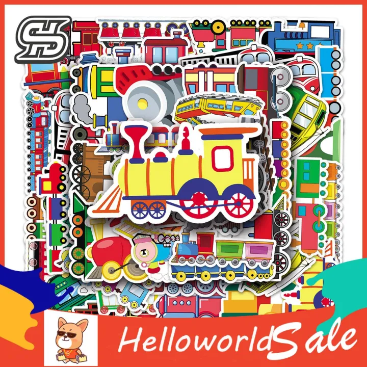 HelloWorld Scrapbook Stickers Cute Cartoon Train Decals Water Bottle ...