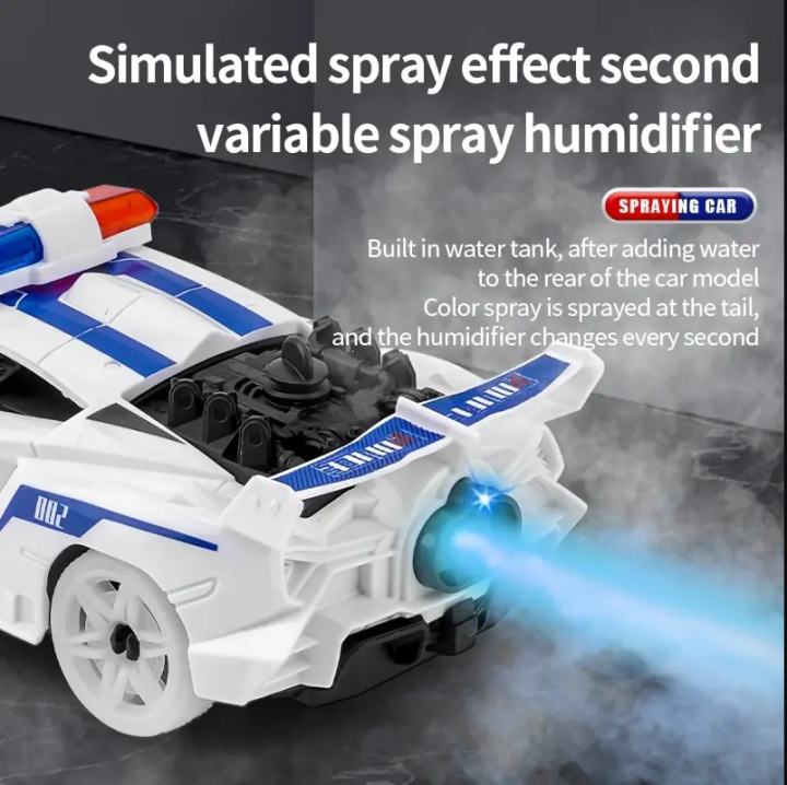 Water Spra y Smoke Effect Toy Car for Kids Colorful Lights & Music ...