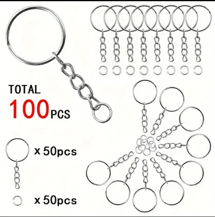Key Rings with Chain and Open Jump Rings for Crafts - Bulk Metal Key ...