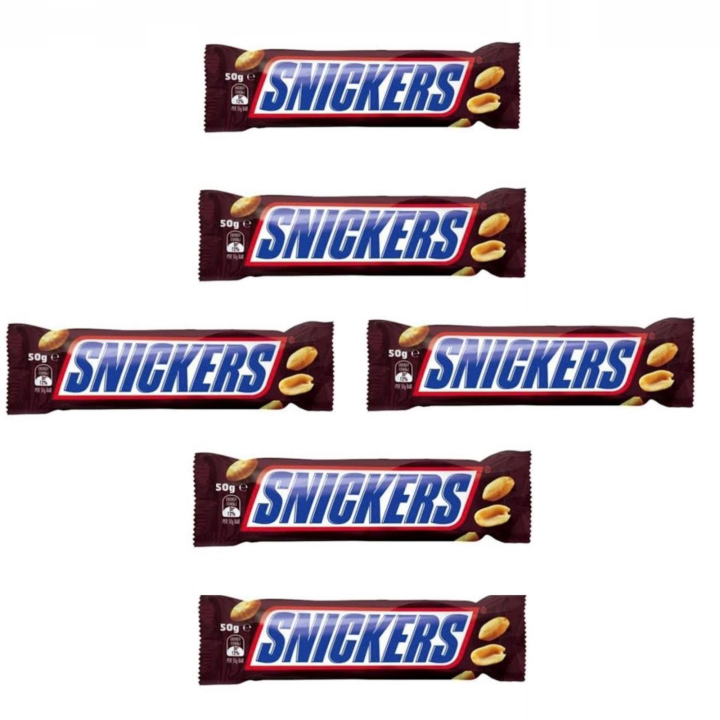 Snickers Chocolate Bar 50g – Pack of 6 | Creamy Caramel, Nougat ...