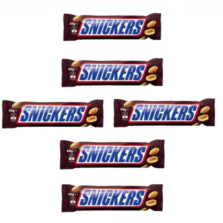 Snickers Chocolate Bar 50g – Pack of 6 | Creamy Caramel, Nougat ...