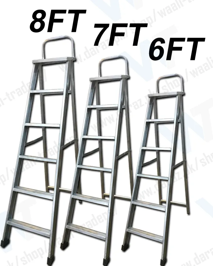 8 Step Folding Ladder 8ft with PVC non Slipped Pedal Strong and Heavy Duty IRON Body for Household Work Daraz.pk