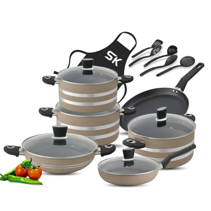 SK Cookware 17 Pieces Non-Stick Fabulous Gift Pack Set | Daraz.pk