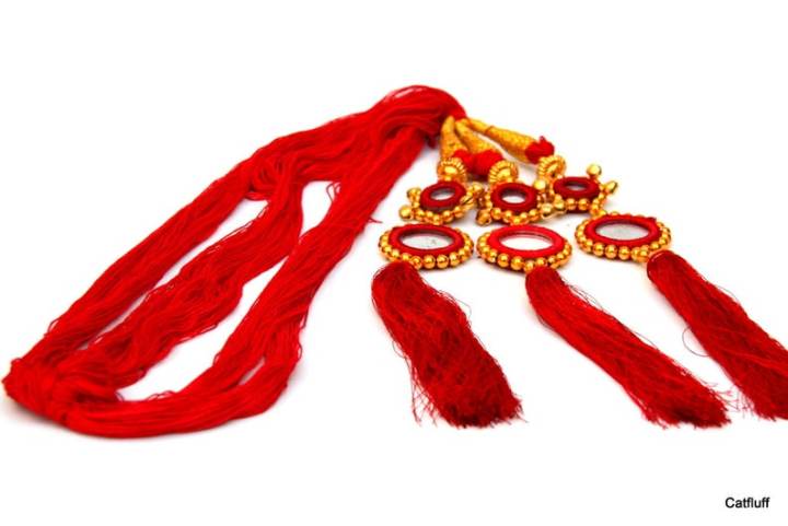 Red and Golden Color Women Paranda with Glass Mirror work 2024 | Daraz.pk