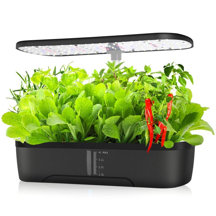 12 Pods Hydroponics Growing System, Herb Garden Kit Indoor Adjustable ...