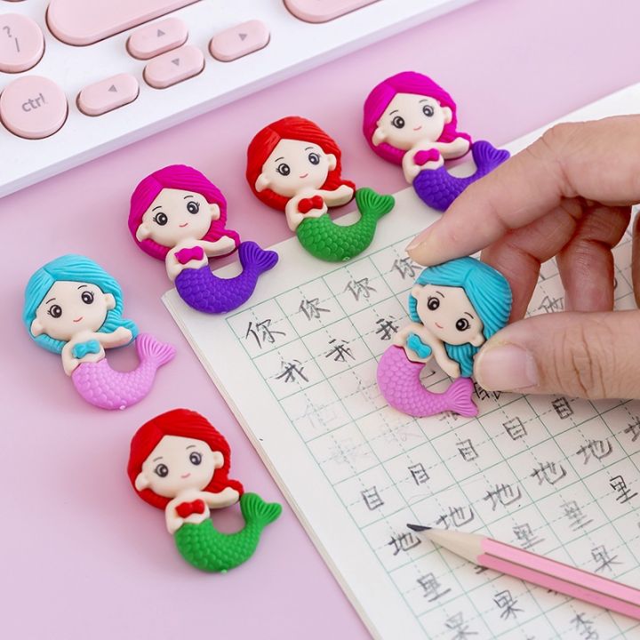 Creative cartoon removable eraser cute mermaid shape eraser children's ...