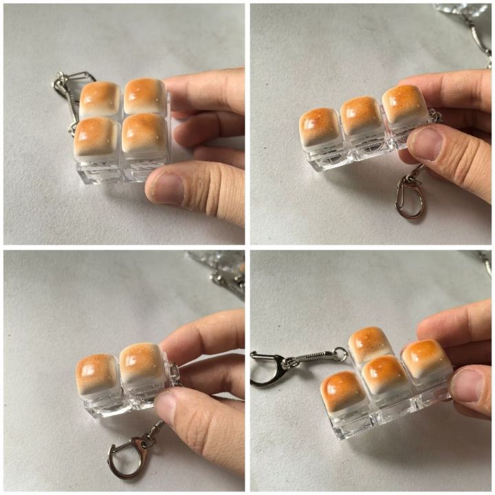 Relaxing Caramel Bread Design Fidget Keychain DIY Keyboard Keys Button ...