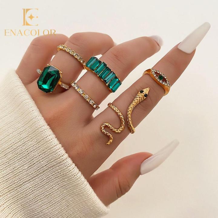 Enacolor 6 Pcs Crystal Snake Rings for Women Girl | Daraz.pk
